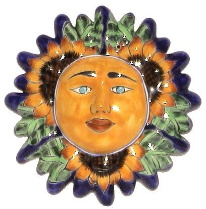 Sunflower Talavera Ceramic Sun Face, Size: 12" Diameter - Southwestern ...