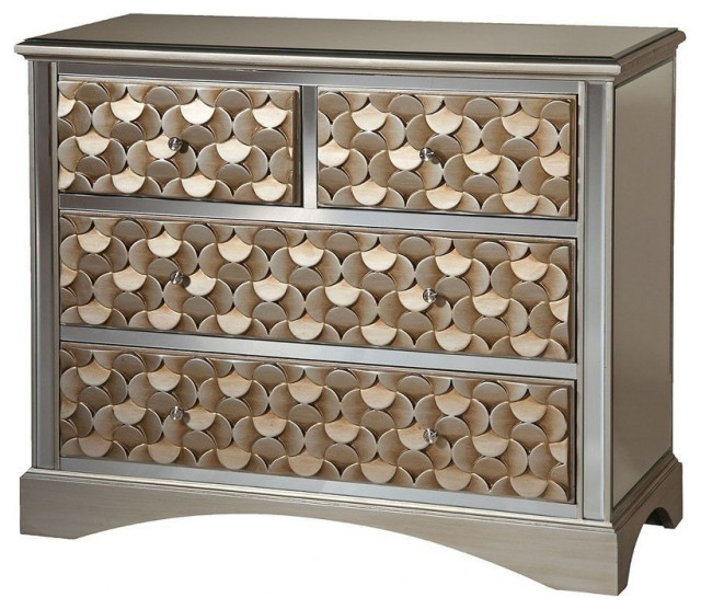 34" Chest Gold Finish Furniture Chest Bailey - Transitional - Accent ...