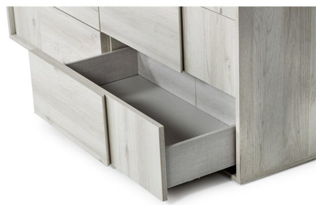 Limari Home Asus 6-Drawer Modern Oak Wood Dresser in White Washed ...