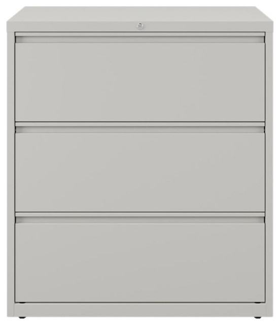 Pemberly Row 36" Wide 3 Drawer Metal Lateral File Cabinet - Light Gray ...