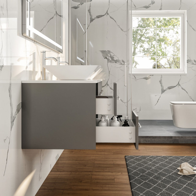 Totti Wave 72 " Gray Modern Double Sink Bathroom Vanity With Top ...