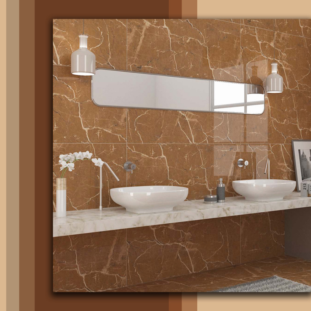 Vitrified Tile - 60 x 120 CM | Lustro Rossa - Indian - Bathroom - by ...