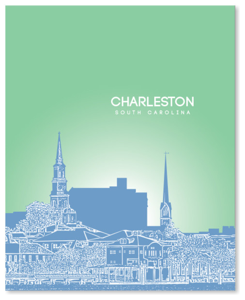 Charleston, South Carolina Skyline Art Poster - Contemporary - Prints ...