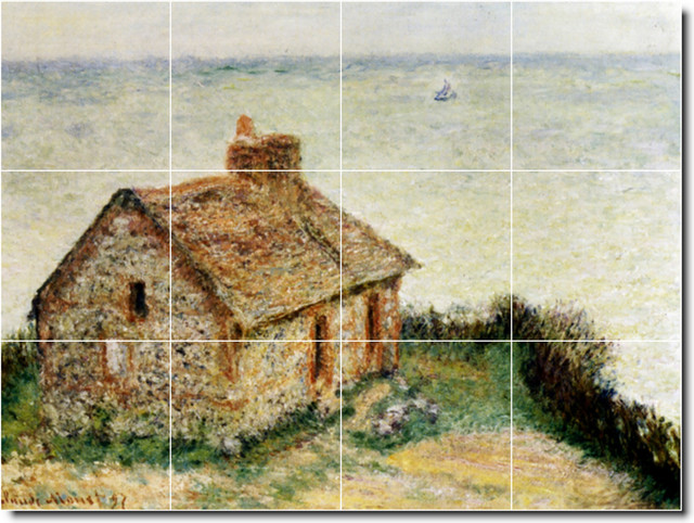 Claude Monet Village Painting Ceramic Tile Mural #21, 17" Wide x 12.75 ...