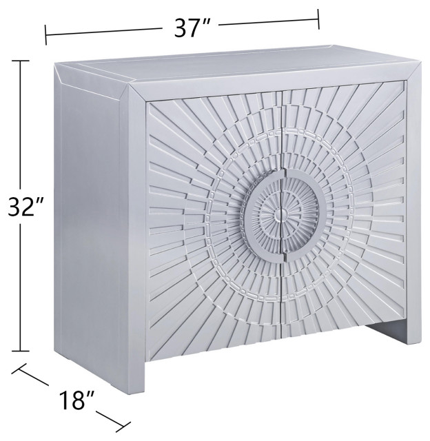Wood Console Table With 2 Doors, Platinum Finish - Contemporary ...