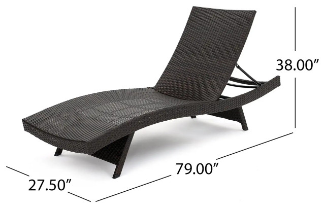 Set of 2 Patio Chaise Lounge, Curved Design With Adjustable Backrest ...