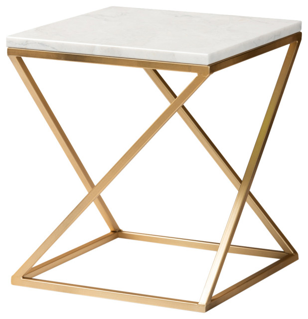Jacqueline Contemporary End Table, Gold - Contemporary - Side Tables ...