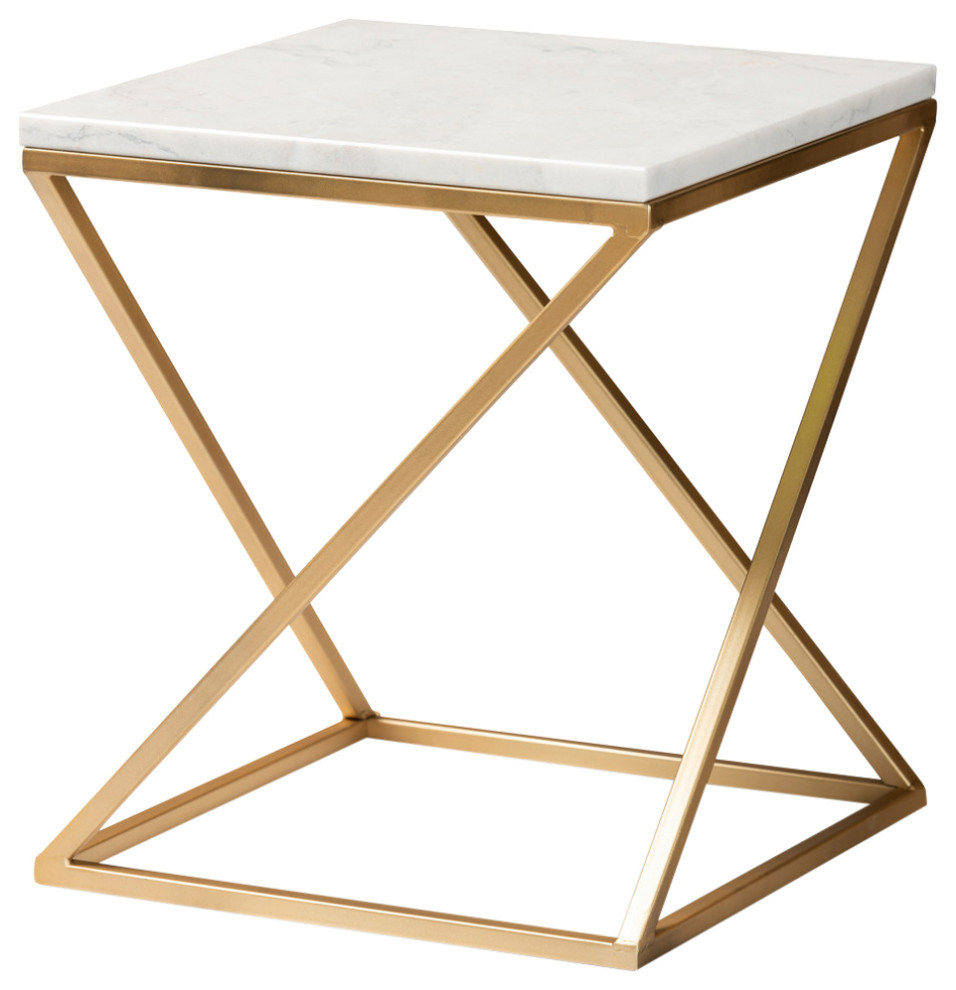 Jacqueline Contemporary End Table, Gold - Contemporary - Side Tables ...