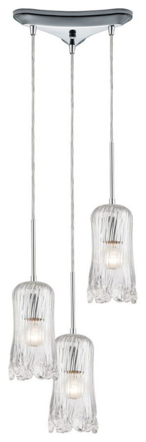 3-Light Triangular Mini Pendant, Hand Formed Glass Color - Contemporary ...