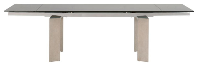 71-106" Extendable Glass Top Dining Table Natural Gray Ash ...