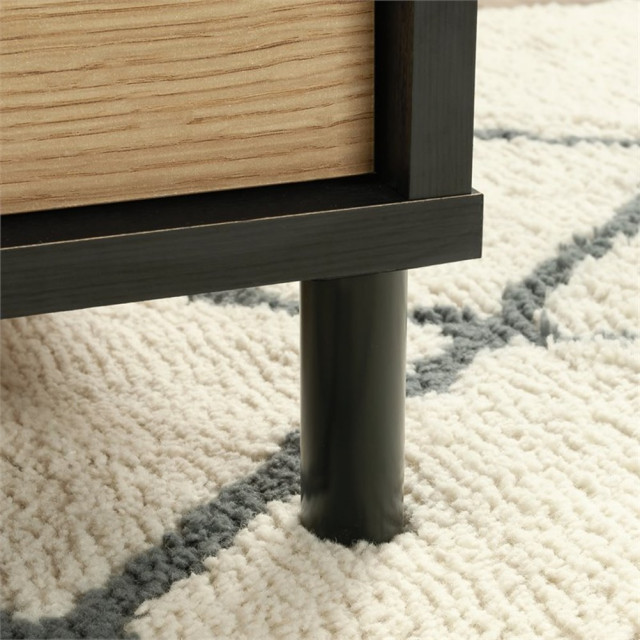 Sauder Acadia Way Engineered Wood L-Shaped Desk in Raven Oak/Timber Oak ...