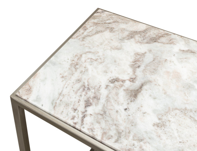 Minimal Console Table Marble Top Iron Frame - Contemporary - Console ...