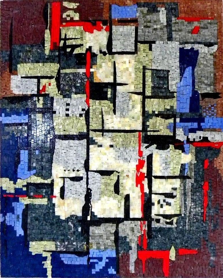 Abstract Mosaic Art, The Urbans, 39" x 32" - Contemporary - Tile Murals ...