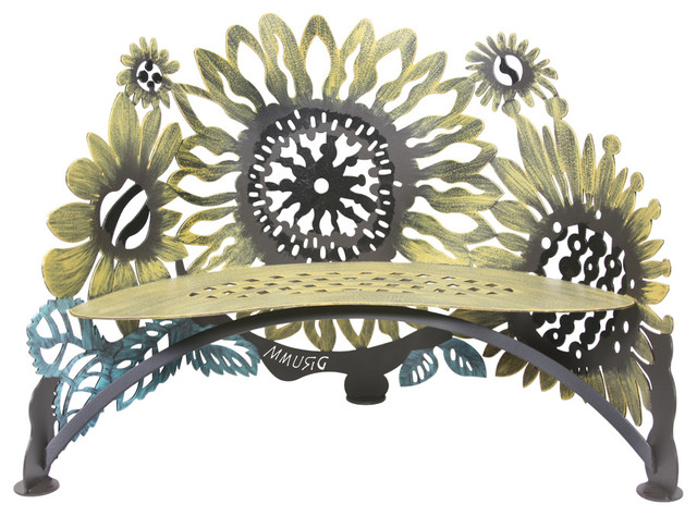 Sunflower Bench - Farmhouse - Outdoor Benches - by Cricket Forge | Houzz