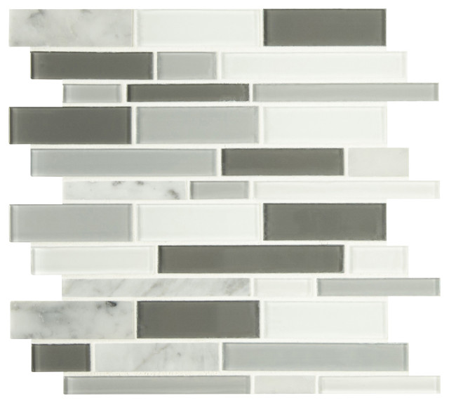 MSI SMOT-SGLSIL-6MM 12" x 12" Linear Mosaic Wall Tile - Glossy ...