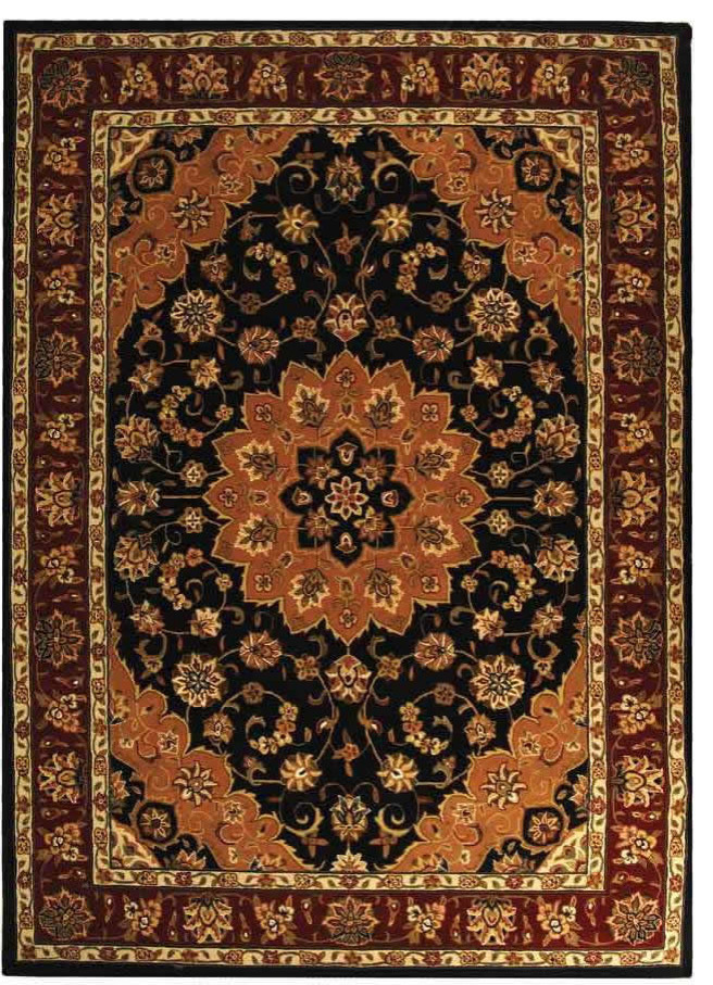 Traditions Black/Maroon Area Rug TD610B, 2'3"x12' - Traditional - Hall ...