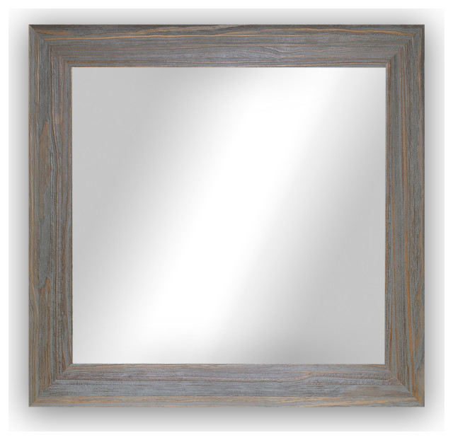 Modern Rustic Wooden Weathered Gray Wall Mirror, 25.75x25.75 ...