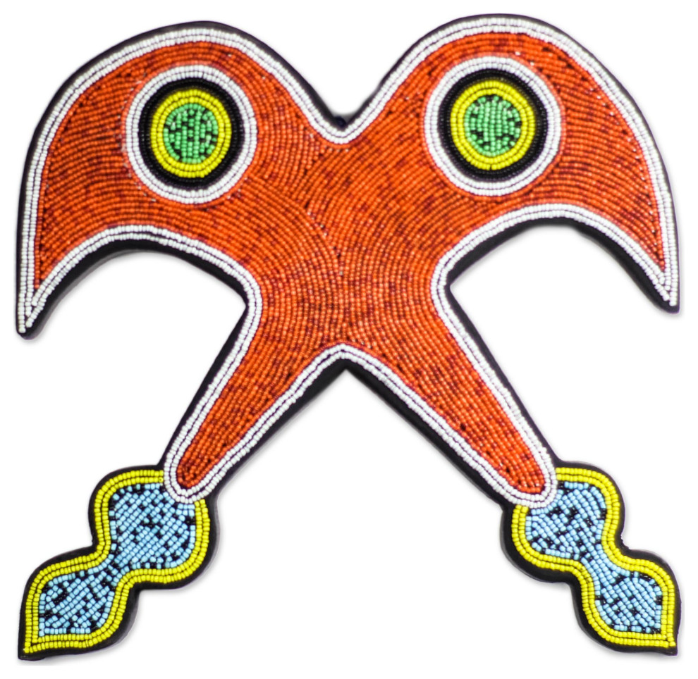 Novica Handmade Eco Akofena Recycled Plastic Beaded Wood Wall Sculpture ...