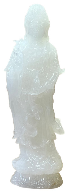 Chinese Off White Stone Standing Kwan Yin Bodhisattva Statue Hws2619 ...