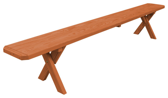 Cedar Cross-Leg Bench, 8 Foot - Transitional - Outdoor Benches - by ...