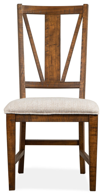 Dining Side Chair With Upholstered Seat, Set of 2 - Rustic - Dining ...