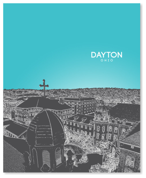 Dayton, Ohio Skyline Art Poster - Contemporary - Prints And Posters ...