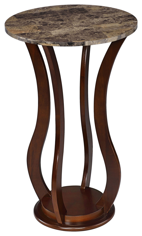 Elton Round Marble Top Accent Table Brown - Transitional - Side Tables ...