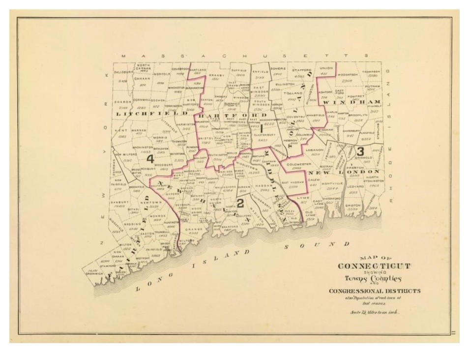 "Connecticut: Congressional districts, 1893" Print by D.H. Hurd and Co ...