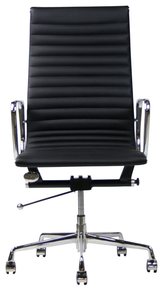 Aluminum Ribbed High Back Leather Management Office Chair ...