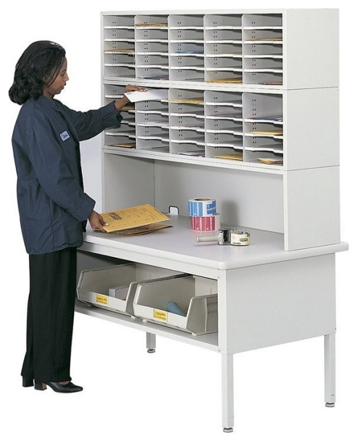 Safco E-Z Sort Sorting Base Table with Shelf in Gray - Contemporary ...