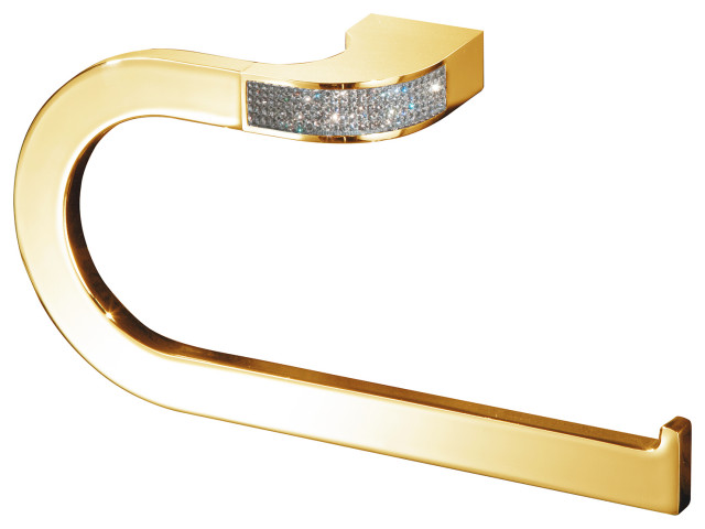 Cecilia Luxury Gold towel ring with Clear Swarovski crystals, Large ...