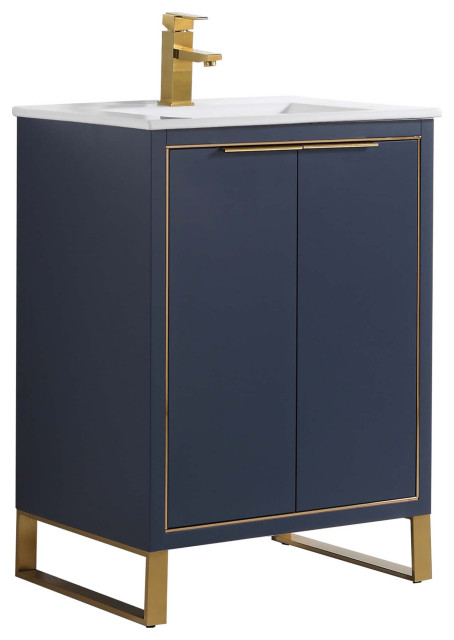 Fine Fixtures Opulence Collection Bathroom Vanity with White Ceramic ...