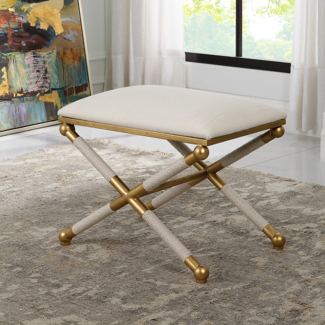 Uttermost Socialite White Small Bench - Beach Style - Vanity Stools And ...