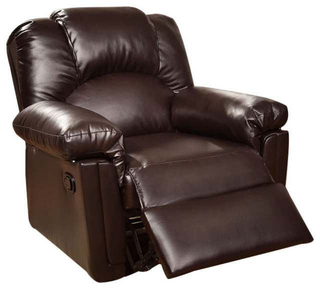 Bonded Leather Glider Recliner, Espresso - Contemporary - Recliner ...