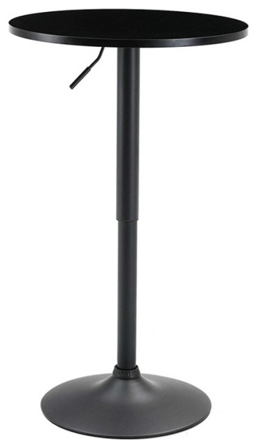 Industrial Adjustable Black Metal Bar Table, Black Base, Round Clean 24 ...
