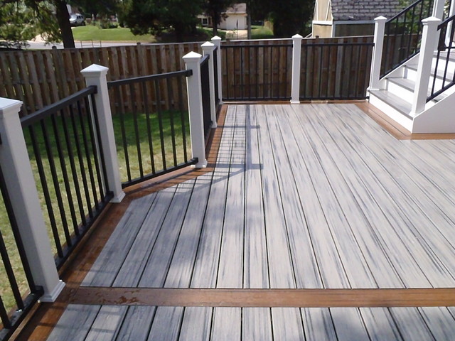 Reveal Rails Island Mist Decking and Spiced Rum Border - Contemporary ...