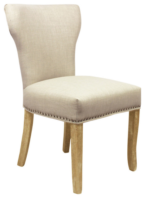 Benedict 9-Piece Dining Set, 70" Round Dining Table & 8 Ivory Linen ...