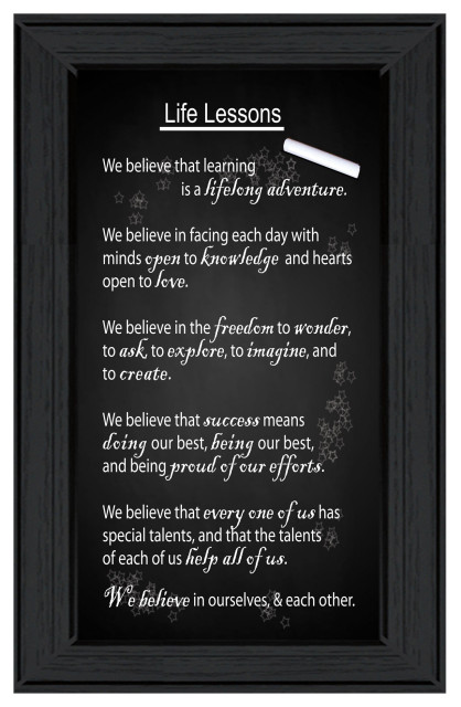 Black and White Life Lessons Black Framed Print Wall Art - Contemporary ...