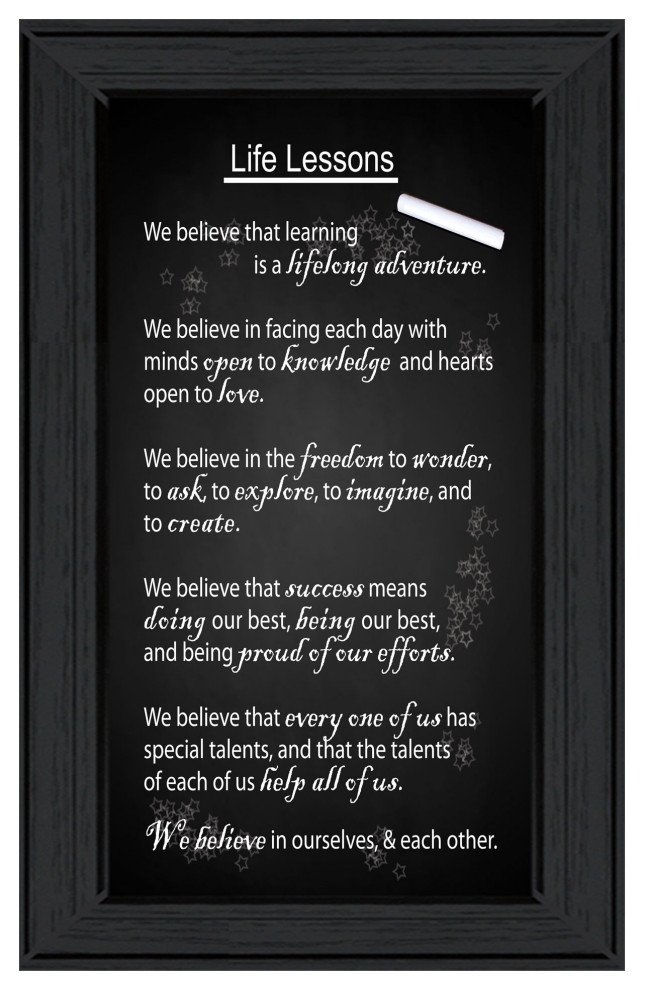 Black and White Life Lessons Black Framed Print Wall Art - Contemporary ...