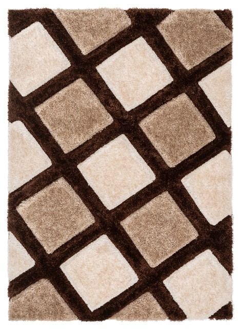 Well Woven San Francisco Posh Modern Geometric Trellis Brown Shag Area ...