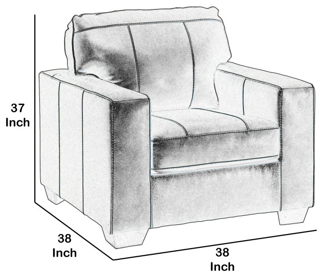 Benzara BM206991 Old School Leather Box Shaped Chair/Stitch Details ...