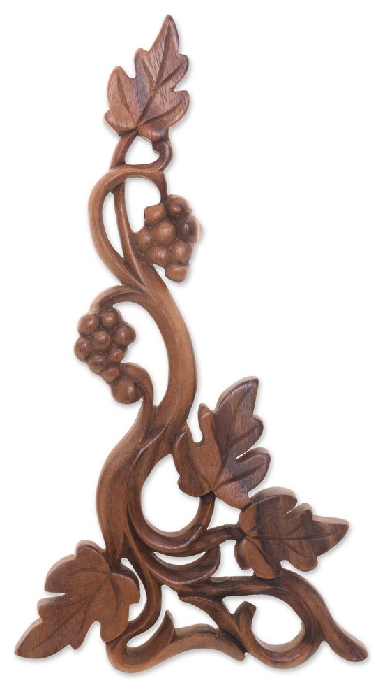 Grape Vine Wood Relief Panel - Farmhouse - Wall Accents - by NOVICA | Houzz
