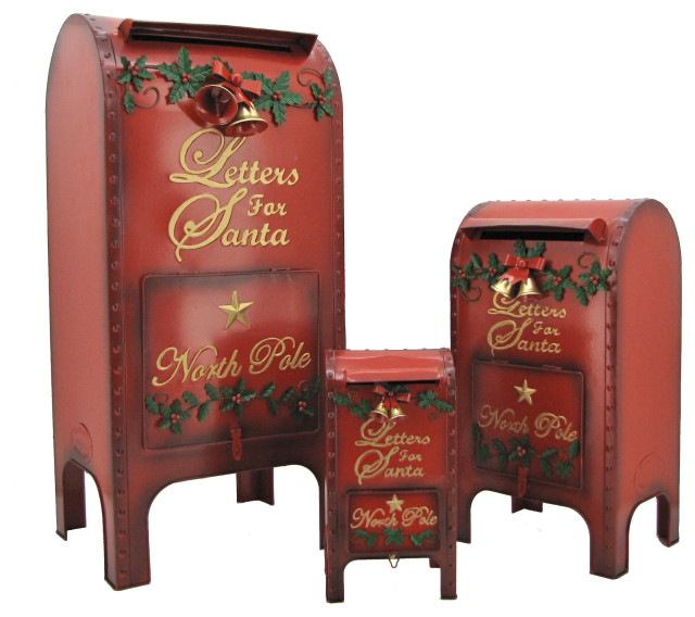 Letters To Santa Christmas Mailboxes Set Of 3 Traditional