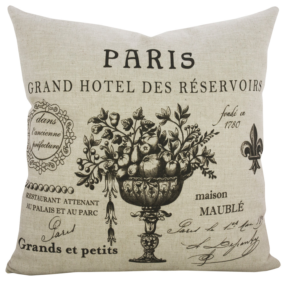 Paris Script Linen Pillow - Traditional - Decorative Pillows - by ...