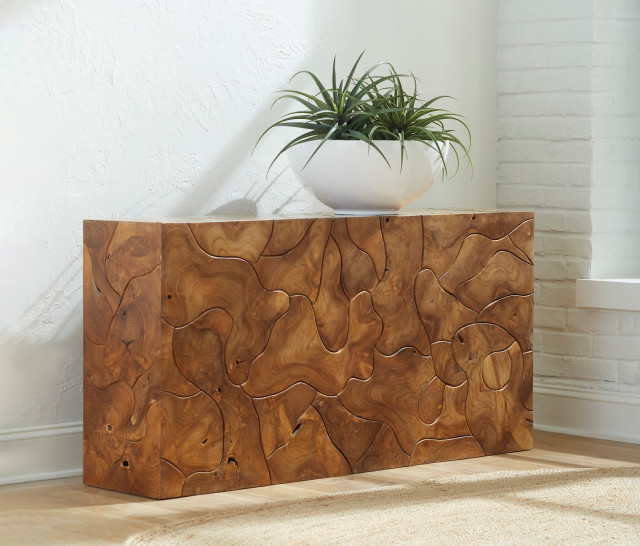 Teak Slice Console, Natural, 60x14x30" - Transitional - Console Tables - by Phillips Collection ...