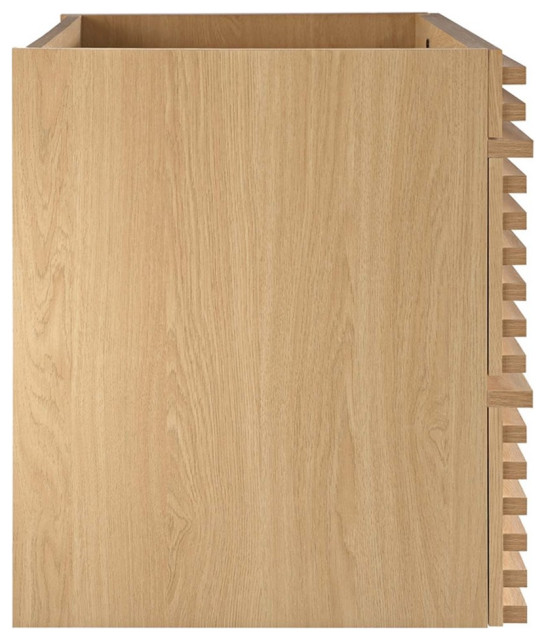 Modway Render 35" MDF Wood Wall-Mount Bathroom Vanity Cabinet in Oak ...