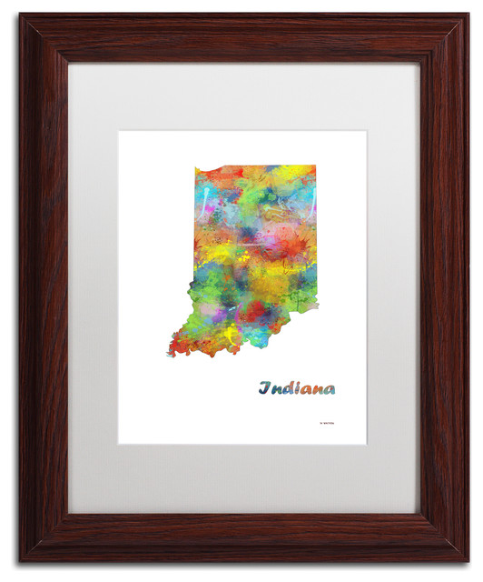 Marlene Watson 'Indiana State Map-1' Framed Art, 11"x14" - Traditional ...