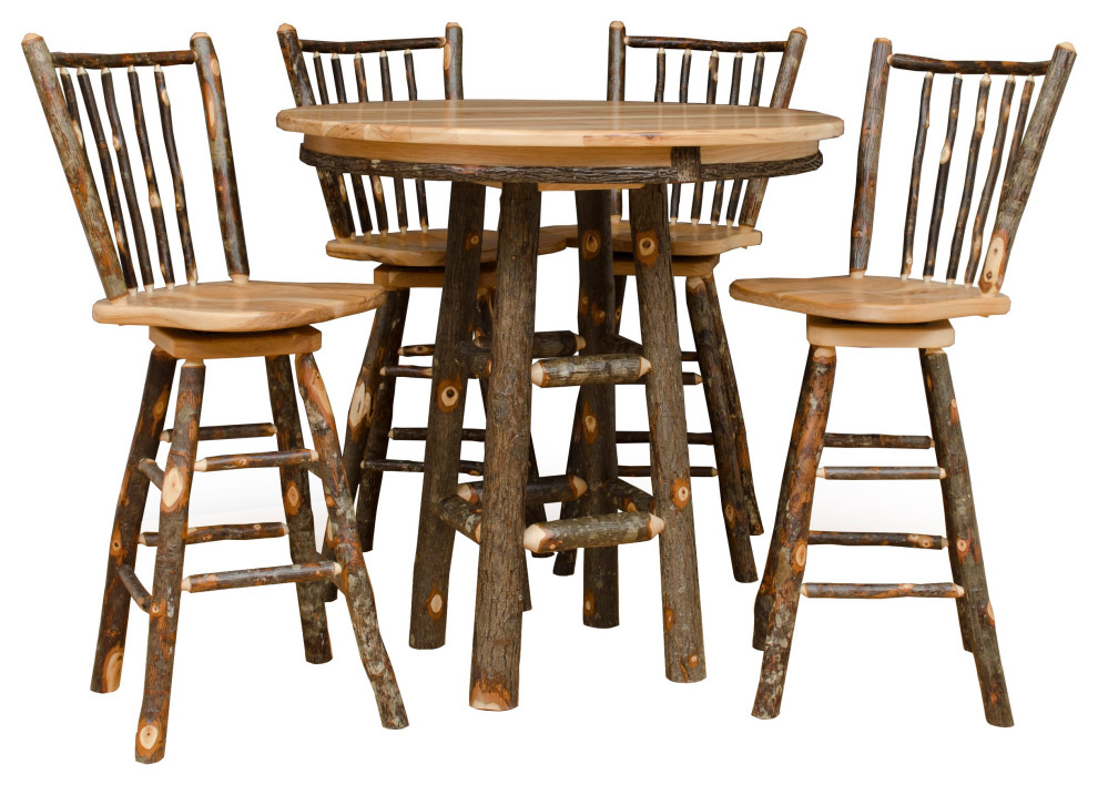 Hickory Log Rustic Pub Table Bar Height Set - Rustic - Dining Sets - by ...