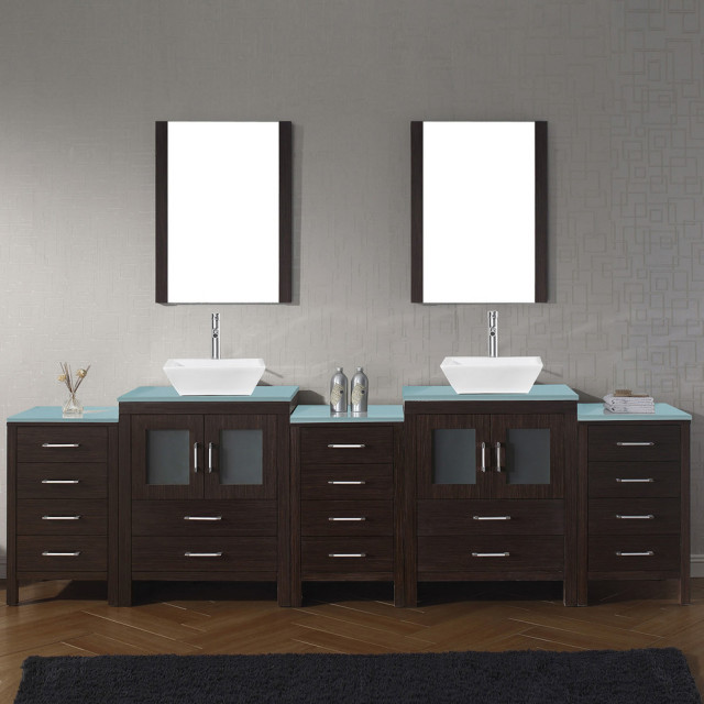 Dior 110" Double Bathroom Vanity Set, Espresso - Contemporary ...