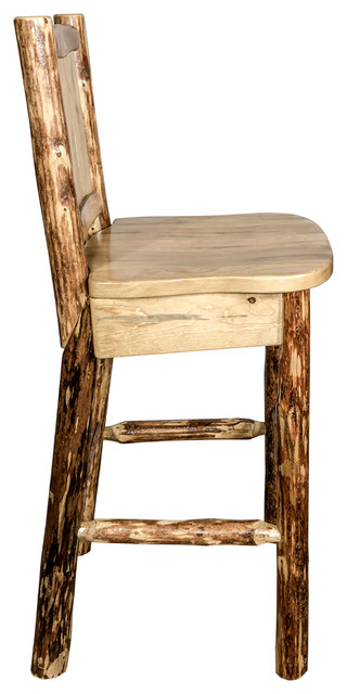 Glacier Country Counter Height Bar Stool, Back, Laser Engraved Pine ...